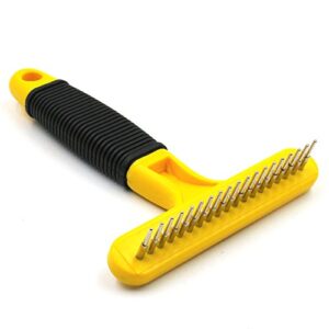 Pet Republique Dog Dematting Comb Rake – Undercoat Mat Brush - Knot out for Dogs, Cats, Rabbits, Any Long Haired Breed Pets - Undercoat Rake Design