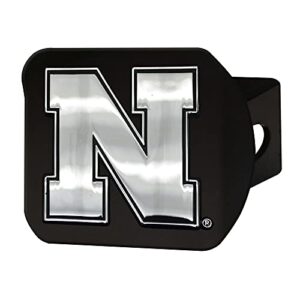 fanmats university of nebraska black metal hitch cover , 3.4"x4"