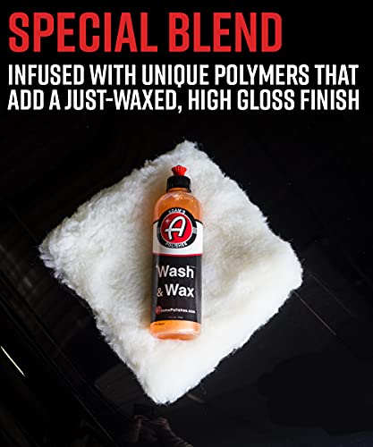 Adam's Wash & Wax 16oz - Car Wash Soap Infused with Pure Carnauba Car Wax Polymers | Paint Protection | Use in 5 Gallon Bucket Foam Cannon Foam Gun | RV, Boat, Marine Vehicle Wash