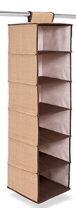 internet's best hanging closet organizer - 6 shelf - clothing sweaters shoes accessories storage - brown - college dorm kids room essential - beige