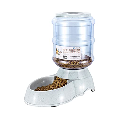 Flexzion Gravity Pet Feeder Food Dispenser (6-12 lb Size) for Dogs Cats Automatic Replenish Dry Food Storage Container Bowl for Small Medium Breed Dog Cat Animal Feeding Watering Fountain Supplies