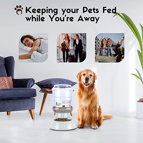 Flexzion Gravity Pet Feeder Food Dispenser (6-12 lb Size) for Dogs Cats Automatic Replenish Dry Food Storage Container Bowl for Small Medium Breed Dog Cat Animal Feeding Watering Fountain Supplies