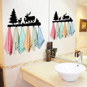 Coat Hooks Wall Mounted, Kathy Metal Towel Hook Rack Moon Cloud Animal Deer Hanger for Bathrooms Door Hanging Key Robe Bag Umbrella- 6 Hooks, black