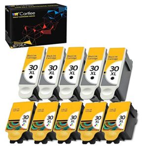 cartlee set of 10 compatible 30xl high yield ink cartridges for kodak hero 3.1, hero 5.1, esp 3.2, esp c110, esp c310, esp c315, esp office 2150, esp office 2170