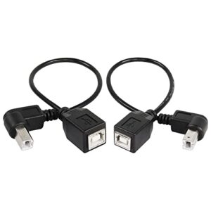 sinloon usb 2.0 type-b printer cable, (2-pack) usb 2.0 b female to type-b male (90 degree up + down right angle) printer short extension cable for printer, scanner, mobile hdd and more (up-down)