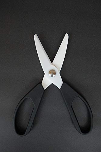 MOJO-HOME Ceramic Scissors Kitchen Utility Office Classroom Cooking Scissors Shears - White Blade/Black Handle