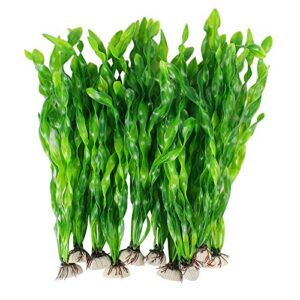 mylifeunit artificial seaweed water plants for aquarium, plastic fish tank plant decorations 10 pcs (green)