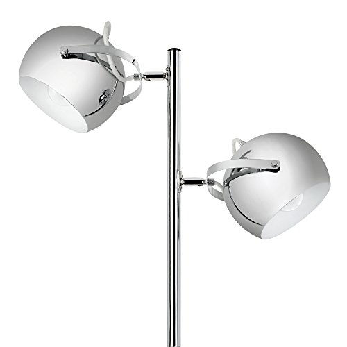 Globe Electric 12807 Miles 2-Light Adjustable Head Floor Lamp, On/Off Switch, Chrome Finish