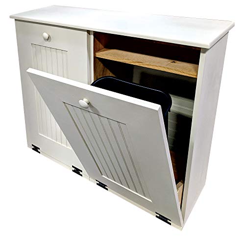 Solid Wood Trash Recycle Combo (Solid Cottage White)