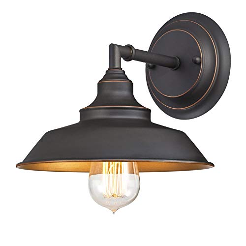 Westinghouse Lighting 6344800 One-Light Indoor Finish with Highlights Iron Hill Wall Fixture, 1 Sconce, Oil Rubbed Bronze/Bronze