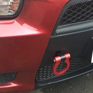 iJDMTOY Red Track Racing Style Tow Hook Ring Compatible With 2008-2016 Mitsubishi Lancer Evolution Evo X 10 (CZ4A), Made of Lightweight Aluminum