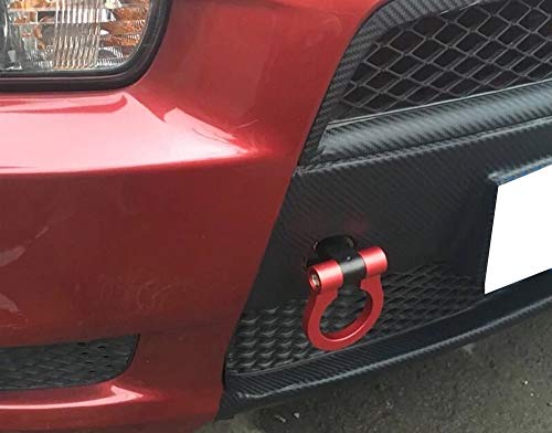 iJDMTOY Red Track Racing Style Tow Hook Ring Compatible With 2008-2016 Mitsubishi Lancer Evolution Evo X 10 (CZ4A), Made of Lightweight Aluminum