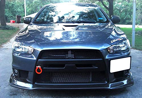 iJDMTOY Red Track Racing Style Tow Hook Ring Compatible With 2008-2016 Mitsubishi Lancer Evolution Evo X 10 (CZ4A), Made of Lightweight Aluminum