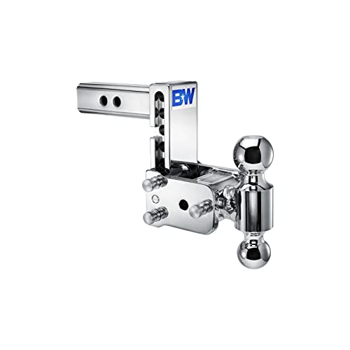 B&W Trailer Hitches Chrome Tow & Stow Adjustable Trailer Hitch Ball Mount - Fits 2" Receiver, Dual Ball (2" x 2-5/16"), 5" Drop, 10,000 GTW - TS10037C