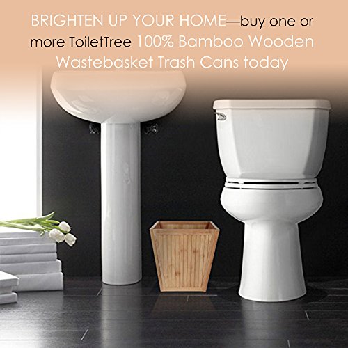 ToiletTree Products 100% Bamboo Wooden Wastebasket Trash Can