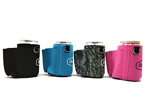 Beer Can Chuggie With Two Pockets, Holds Phone, Keys and Accessories, 3mm Thick Neoprene (Assorted, 4 Pack)