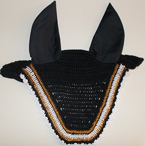 Avani Creations Ad Horse Ear Net Crochet Fly Veil Equestrian Fly Bonnet/veil/mask Standard Size