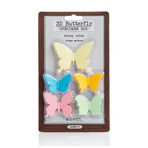 Suck UK 3D Butterfly Sticky Notes Multipack - Adhesive Paper Memo Pads