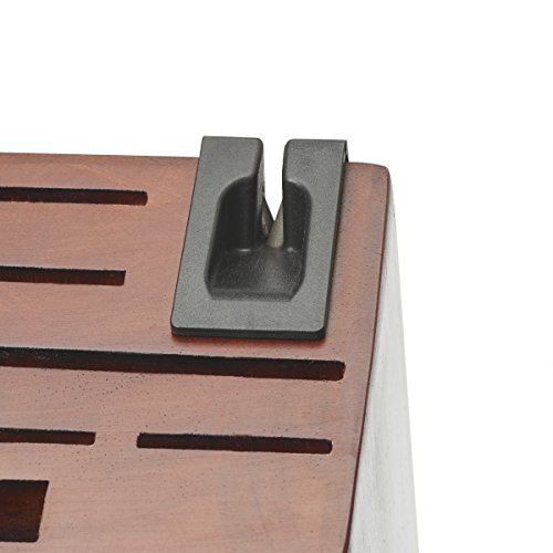 Farberware Forged Triple Rivet Kitchen Knife Block Set with Built-In Knife Sharpener, 21-Piece Set, High-Carbon Stainless Steel Knife Set Includes Meat Cleaver, Carving Fork and 8 Steak Knives, Cherry