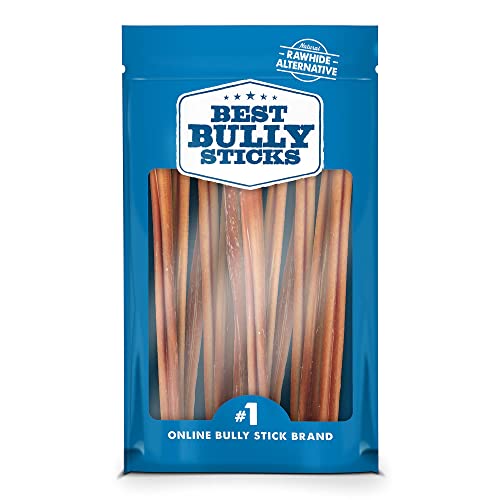 Best Bully Sticks 12 Inch All-Natural Bully Sticks for Dogs - 12” Fully Digestible, 100% Grass-Fed Beef, Grain and Rawhide Free | 12 Pack