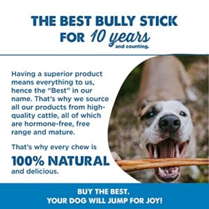 Best Bully Sticks 12 Inch All-Natural Bully Sticks for Dogs - 12” Fully Digestible, 100% Grass-Fed Beef, Grain and Rawhide Free | 12 Pack