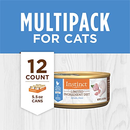 Instinct Limited Ingredient Diet Grain Free Real Turkey Recipe Natural Wet Canned Cat Food by Nature's Variety, 5.5 oz. Cans, Count 12 (Pack of 1)