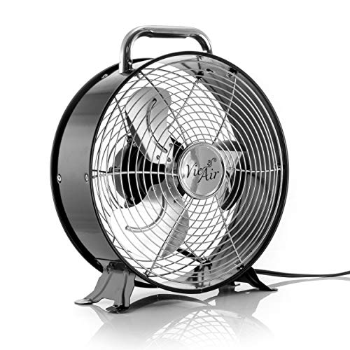 Vie Air High Velocity Powerful and Quiet Dual Speed Sleek Design Durable Metal Drum Fan, 12'' W