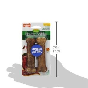 Nylabone Healthy Edibles Roast Beef Flavored Treat Bones, Size Regular - 6 Bone Total (3 Packages with 2 Bones each)