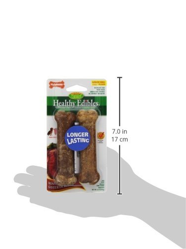 Nylabone Healthy Edibles Roast Beef Flavored Treat Bones, Size Regular - 6 Bone Total (3 Packages with 2 Bones each)