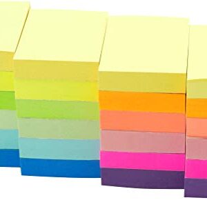 4A Sticky Notes,1 1/2 x 2 Inches,Small Size,The Adhesive On Shorter Side,Neon Assorted,Self-Stick Notes,100 Sheets/Pad,24 Pads/Box,4A 301x24