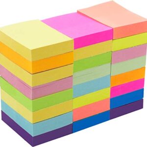 4A Sticky Notes,1 1/2 x 2 Inches,Small Size,The Adhesive On Shorter Side,Neon Assorted,Self-Stick Notes,100 Sheets/Pad,24 Pads/Box,4A 301x24