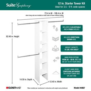 ClosetMaid 4867 SuiteSymphony 12-Inch Starter Tower Kit, Pure White