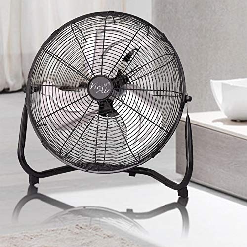 Vie Air VA-14 Industrial High Velocity Tilting 3 Speed Heavy Duty Metal Floor Fan , Black