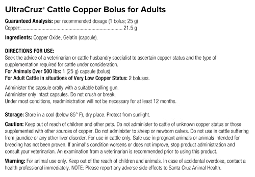 UltraCruz - sc-363566 Cattle Copper Bolus Supplement for Adults, 25 Count x 25 Grams