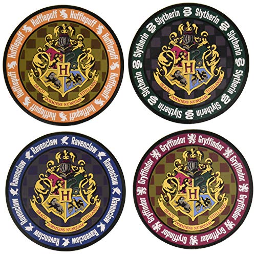 Harry Potter Hogwarts Crest Round Colored 4-Pack Coaster, One Size, Multicolor