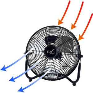 Vie Air 12 Inch Industrial Powerful and Quiet Heavy Duty Metal Floor Fan, Black