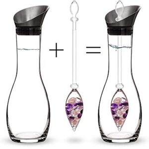 VitaJuwel Era WELLNESS | Crystal Water Decanter with Amethyst, Rose Quartz & Clear Quartz