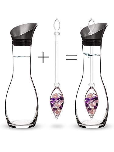 VitaJuwel Era WELLNESS | Crystal Water Decanter with Amethyst, Rose Quartz & Clear Quartz