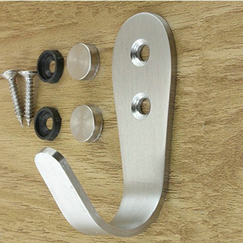 5 Pack- Stainless Steel Coat and Hat Single Hook Heavy Duty Wall Mount