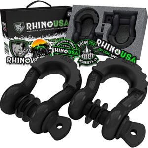 rhino usa d ring shackle 41,850lb break strength – 3/4” shackle with 7/8 pin for use with tow strap, winch, off-road jeep truck vehicle recovery, best offroad towing accessories