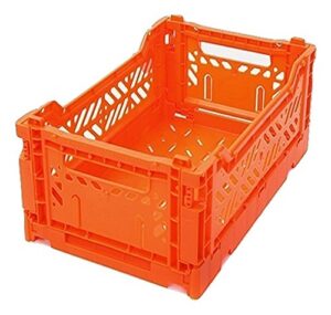 ay-kasa collapsible storage bin container basket tote, folding basket crate container : storage, kitchen, houseware utility basket tote crate mini-box (orange)