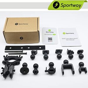 Sportway S60 Dash Cam Mirror Mount with 10pcs Joints Kit for Rove APEMAN CHORTAU Roav Nexar iiwey YI Z-Edge Old Shark Rexing KDLINKS Falcon Zero Transcend Crosstour VANTRUE... Most Car Dash Cameras