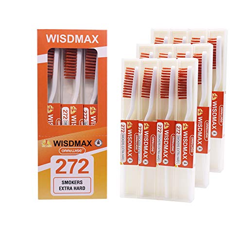 DR PERFECT WISDMAX Toothbrushes Hard Toothbrush for Smoker's Teeth Whitening Pack of 12