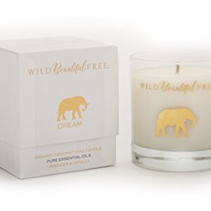 Lavender and Vanilla Organic Aromatherapy Candle with Pure Essential Oils for Stress Relief and Sleep - Dream Elephant Luxury Candle by Wild Beautiful Free