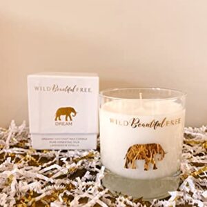 Lavender and Vanilla Organic Aromatherapy Candle with Pure Essential Oils for Stress Relief and Sleep - Dream Elephant Luxury Candle by Wild Beautiful Free