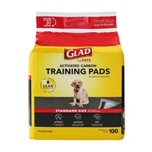 glad for pets black charcoal puppy pads 23" x 23" | puppy potty training pads that absorb & neutralize urine instantly | new & improved quality puppy pee pads, 100 count