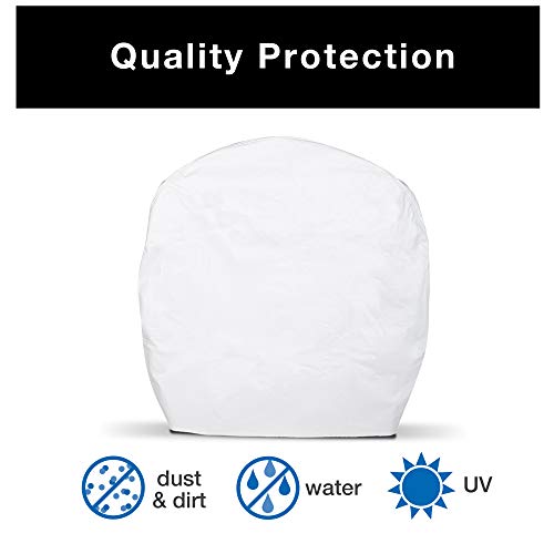 Smart Design RV Wheel Covers - Model 4 - Protects Against Rust & Outside Storage Damage - Trailer, Semi Trucks, Travel, & Large Vehicle Tires (2-Pack) (Fits 32-34.5" Diameter Wheels) [White w/ Felt]