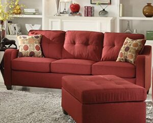 acme cleavon ii sofa w/2 pillows - - red linen