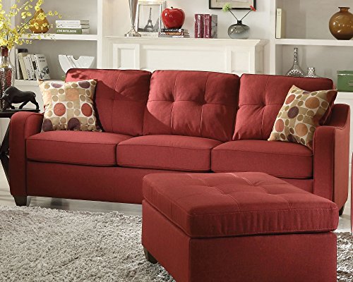 ACME Cleavon II Sofa w/2 Pillows - - Red Linen