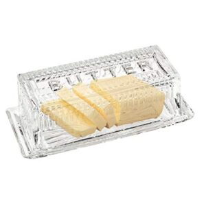 bezrat glass butter dish with lid | classic 2-piece design butter keeper | covers and holds a standard stick of butter | dishwasher safe